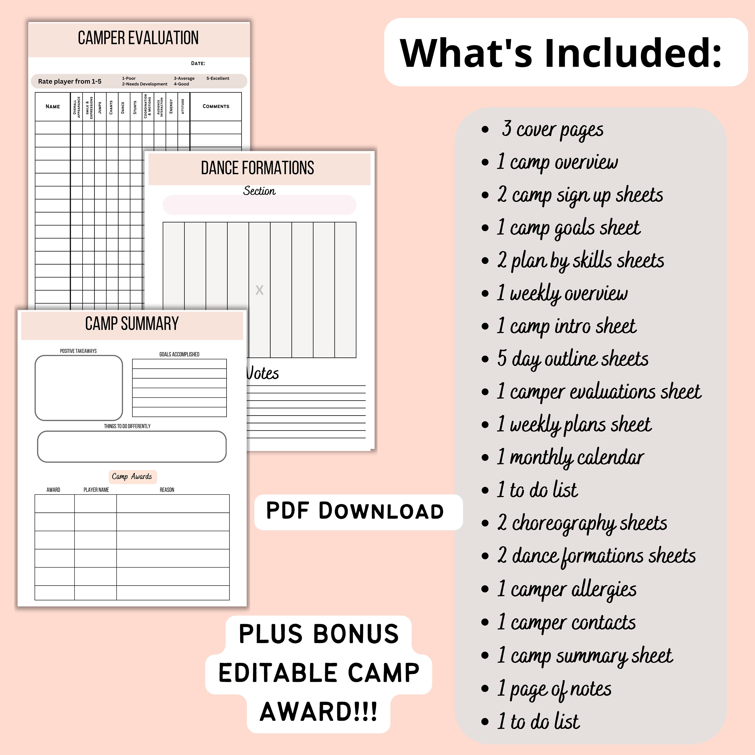 Dance Camp Planner, Dance Coach Planner, Dance Camp Guide, Dance Camp Planner for Coaches, Dance ...