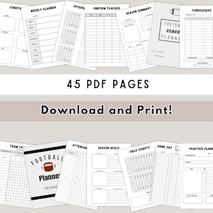 PDF Football Coach Planner, Printable Football Planner, Football Season ...