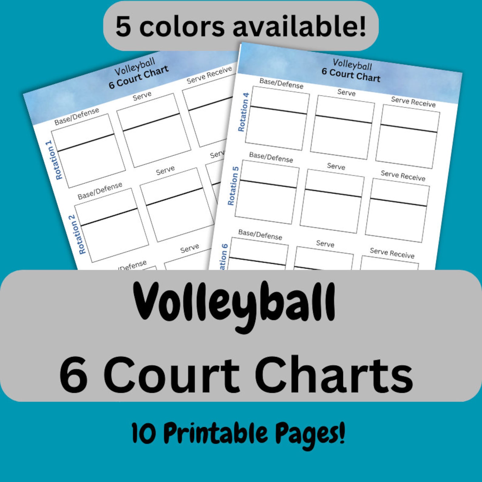 Volleyball Court Template, Volleyball Rotations Printable, Volleyball ...