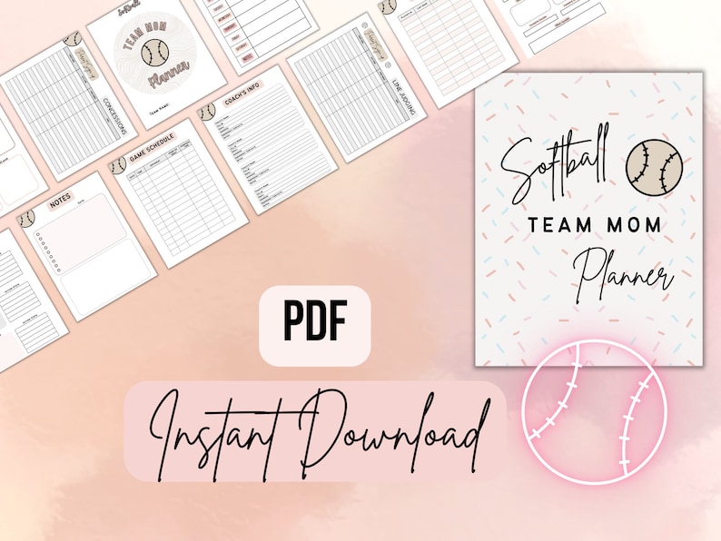 Softball Team Mom Planner, Softball Planner, Softball Mom Planner ...