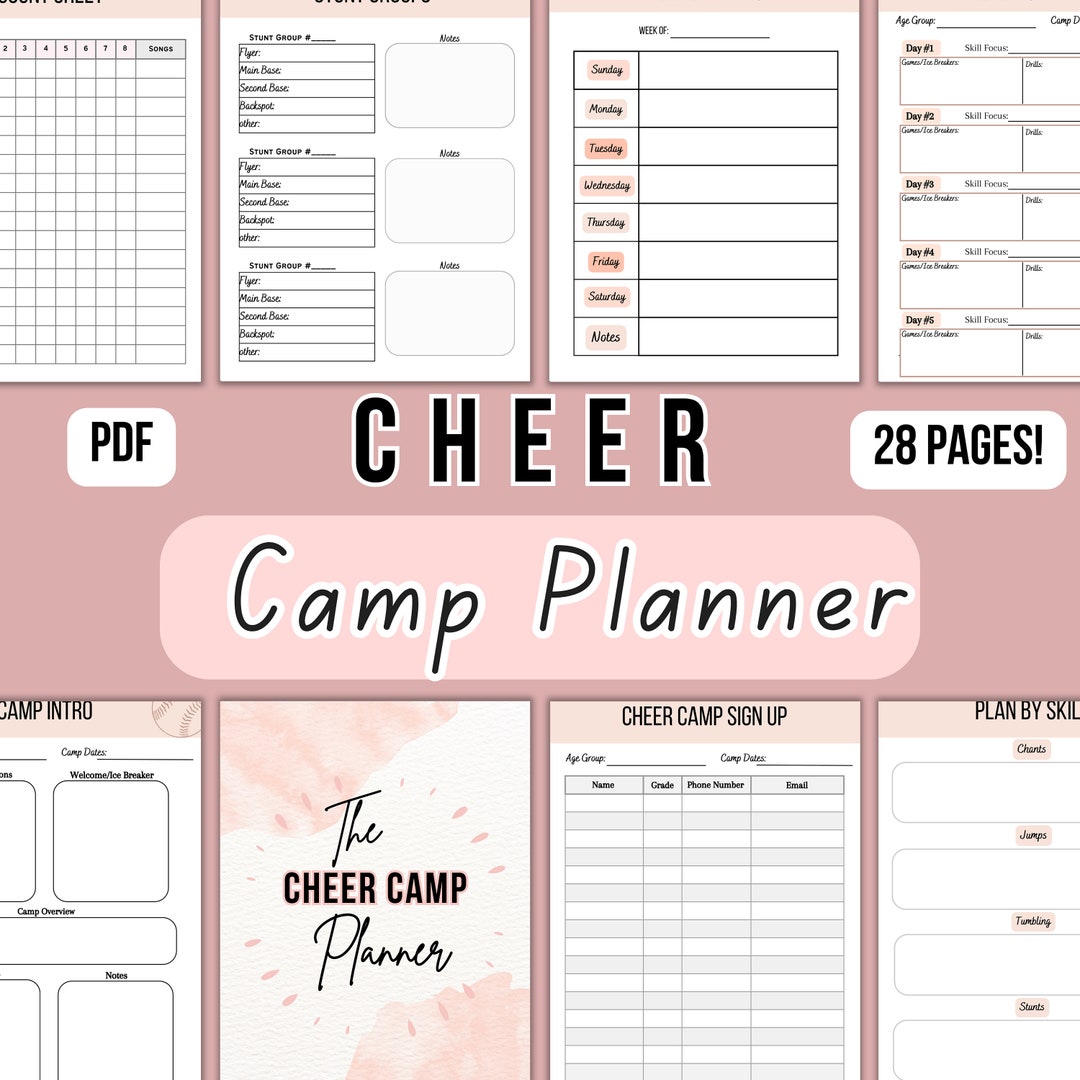 Cheer Camp Planner, Cheer Coach Planner, Cheer Camp Planner for Coaches ...