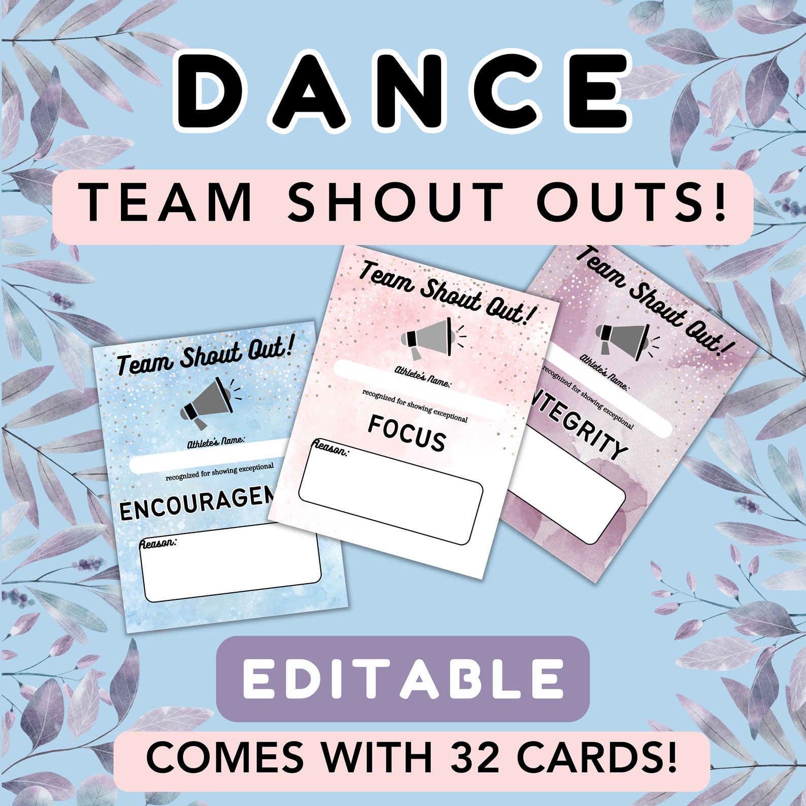 Editable Dance Team Shout Outs, Dance Team Awards, Editable Dance ...