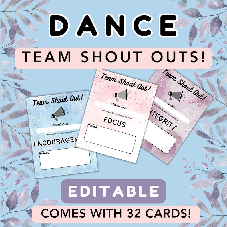 Editable Dance Team Shout Outs, Dance Team Awards, Editable Dance ...