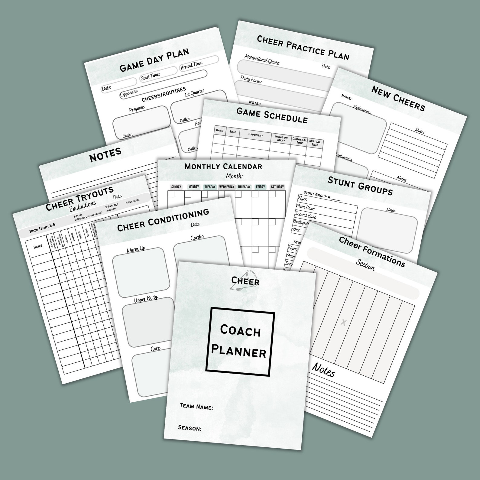 PDF Cheer Coach Planner, Printable Cheer Planner, Cheer Season Planner ...