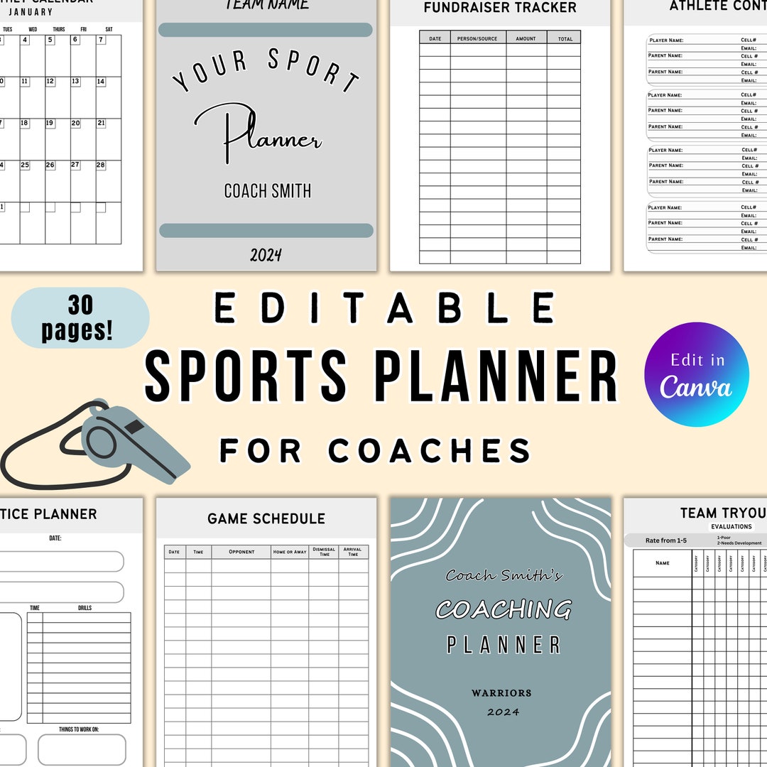 Editable Coaching Planner, Editable Sports Planner, Editable Planner ...