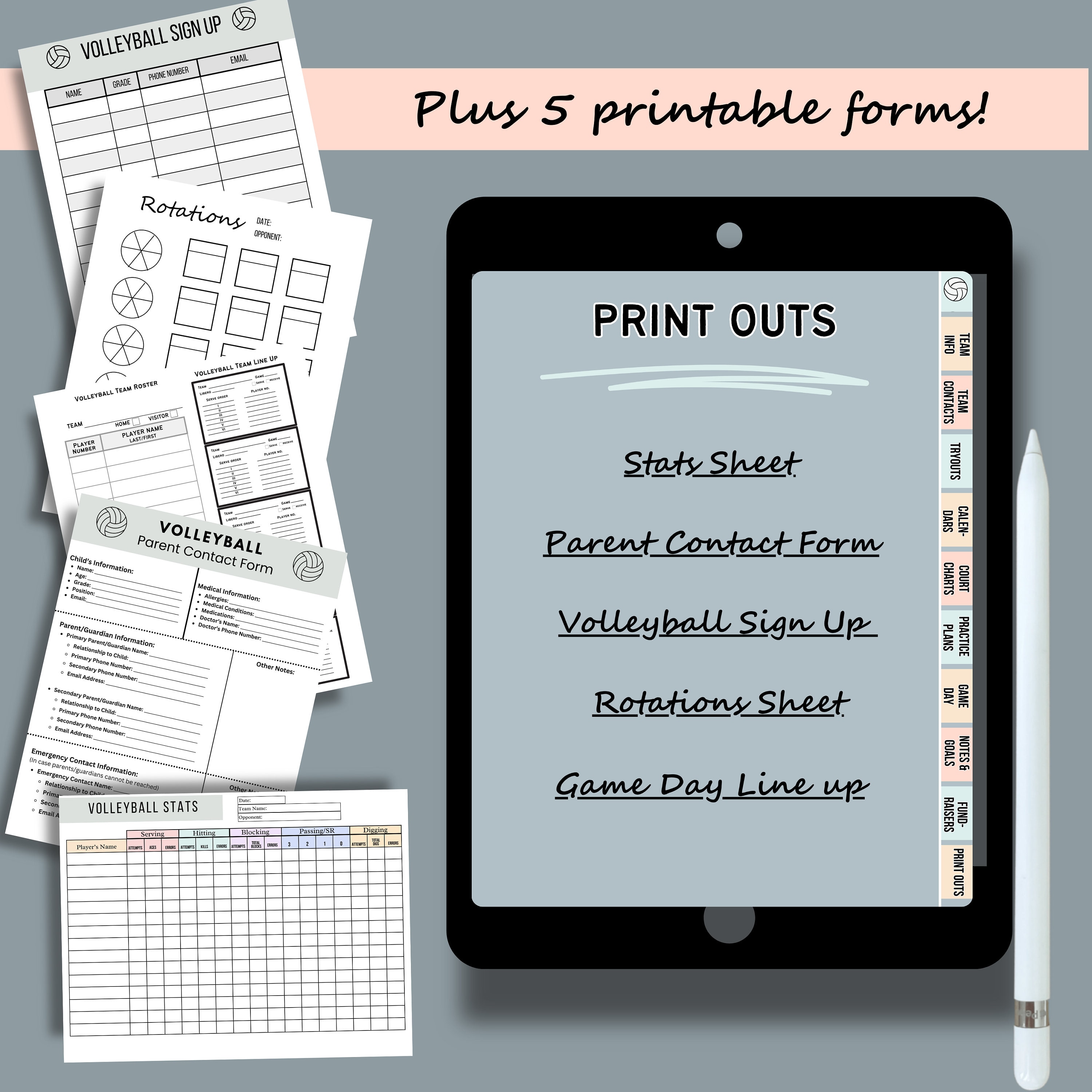 Digital Volleyball Coach Planner, Volleyball Coach Planner, Volleyball ...