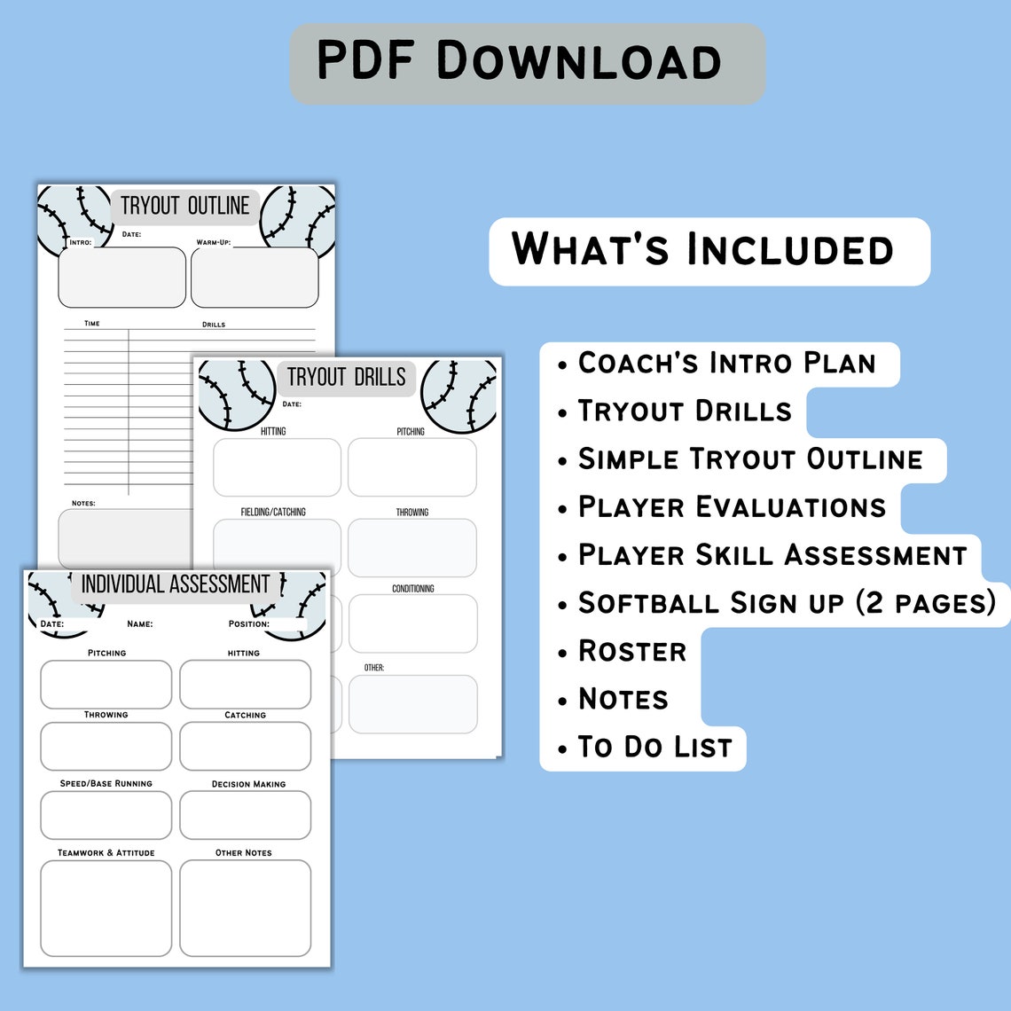Softball Tryout Planner, Softball Coach Planner, Player Evaluations ...
