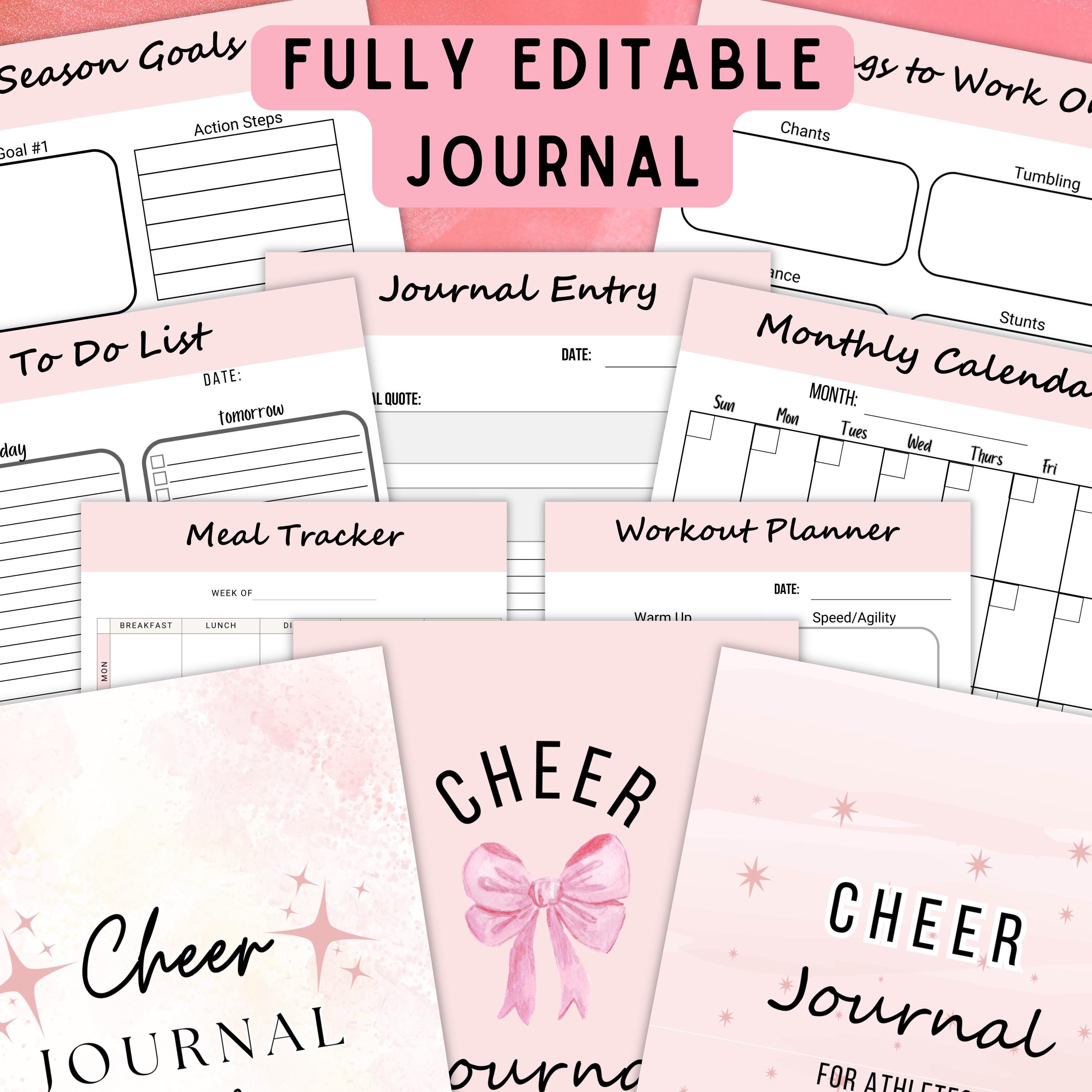 Editable Cheer Journal for Athletes, Cheer Athlete Journal, Cheer ...