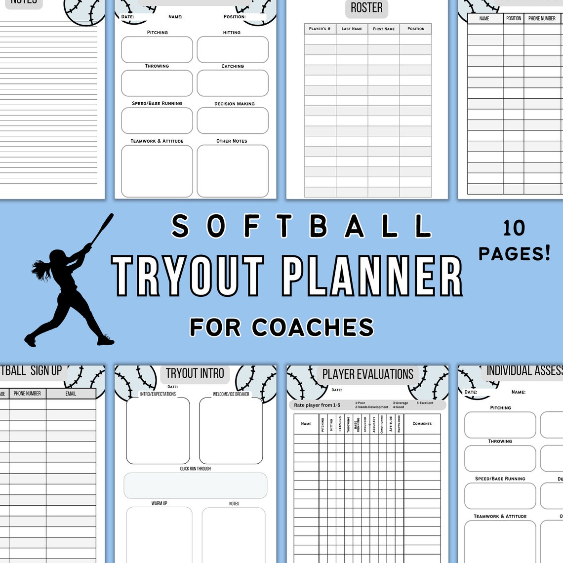 Softball Tryout Planner, Softball Coach Planner, Player Evaluations ...