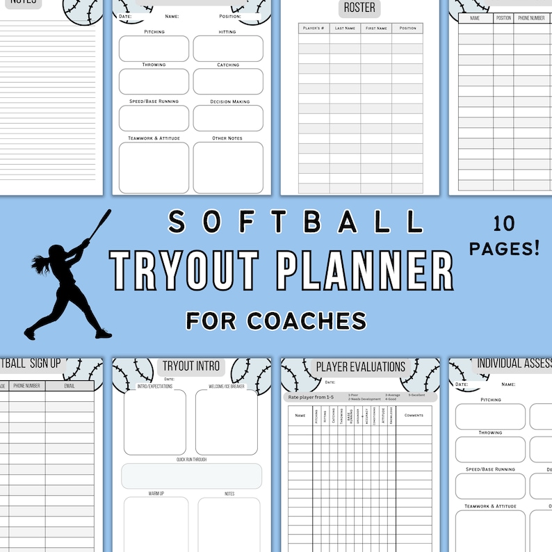 Softball Tryout Planner, Softball Coach Planner, Player Evaluations ...