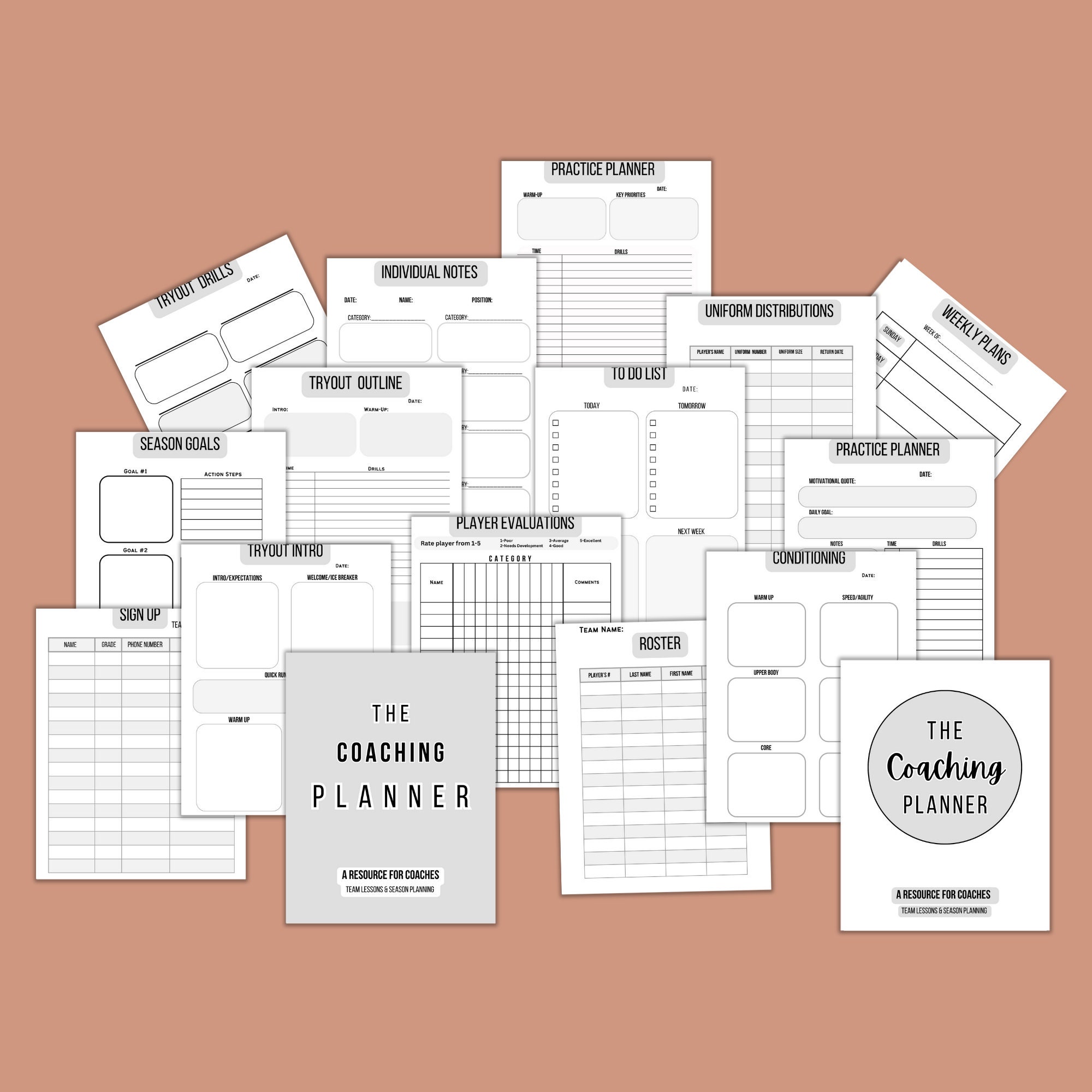 Coaching Planner, Sports Coach Planner, Sports Coach Binder, Team ...