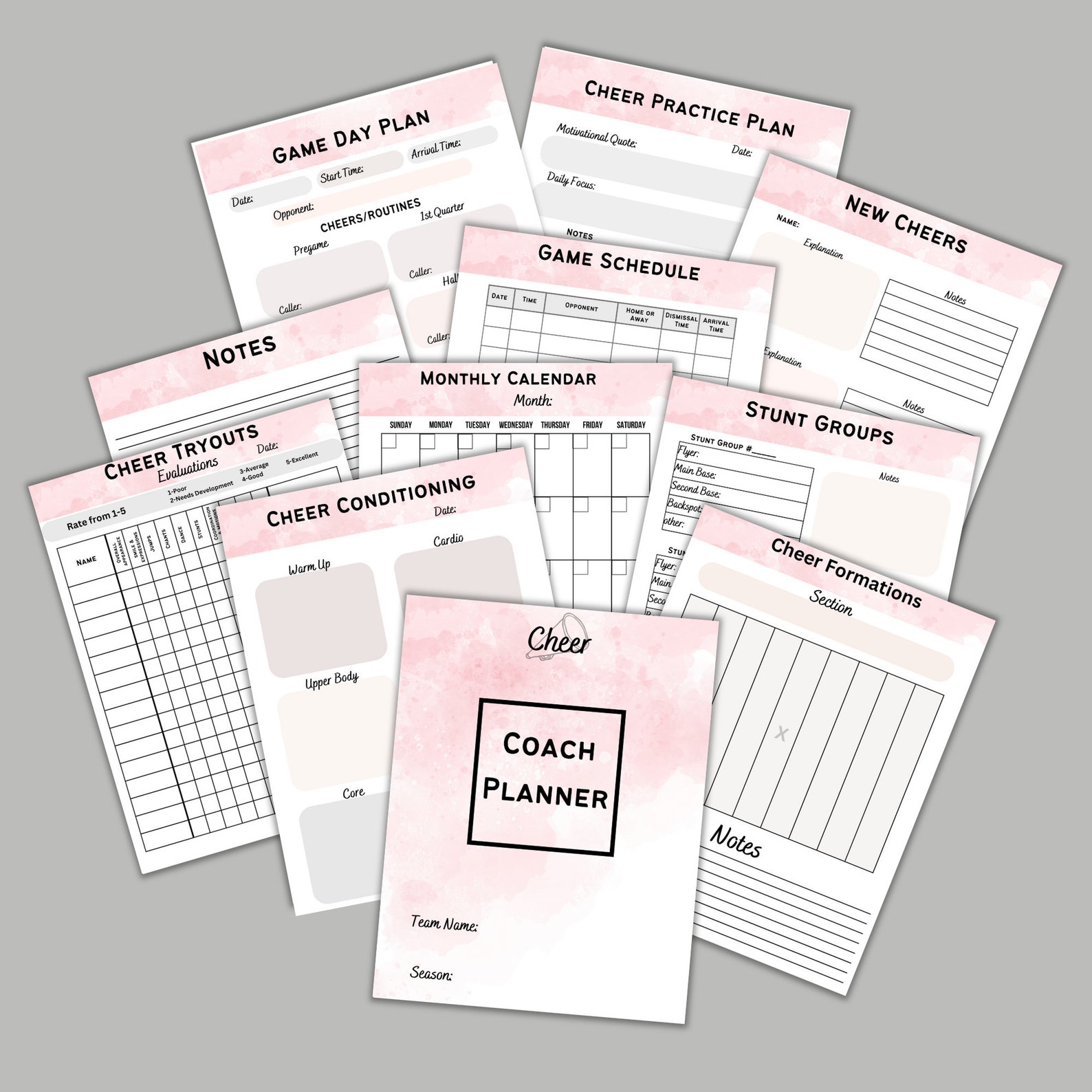 Cheer Coach Planner, Printable Cheer Planner, Cheer Season Planner ...