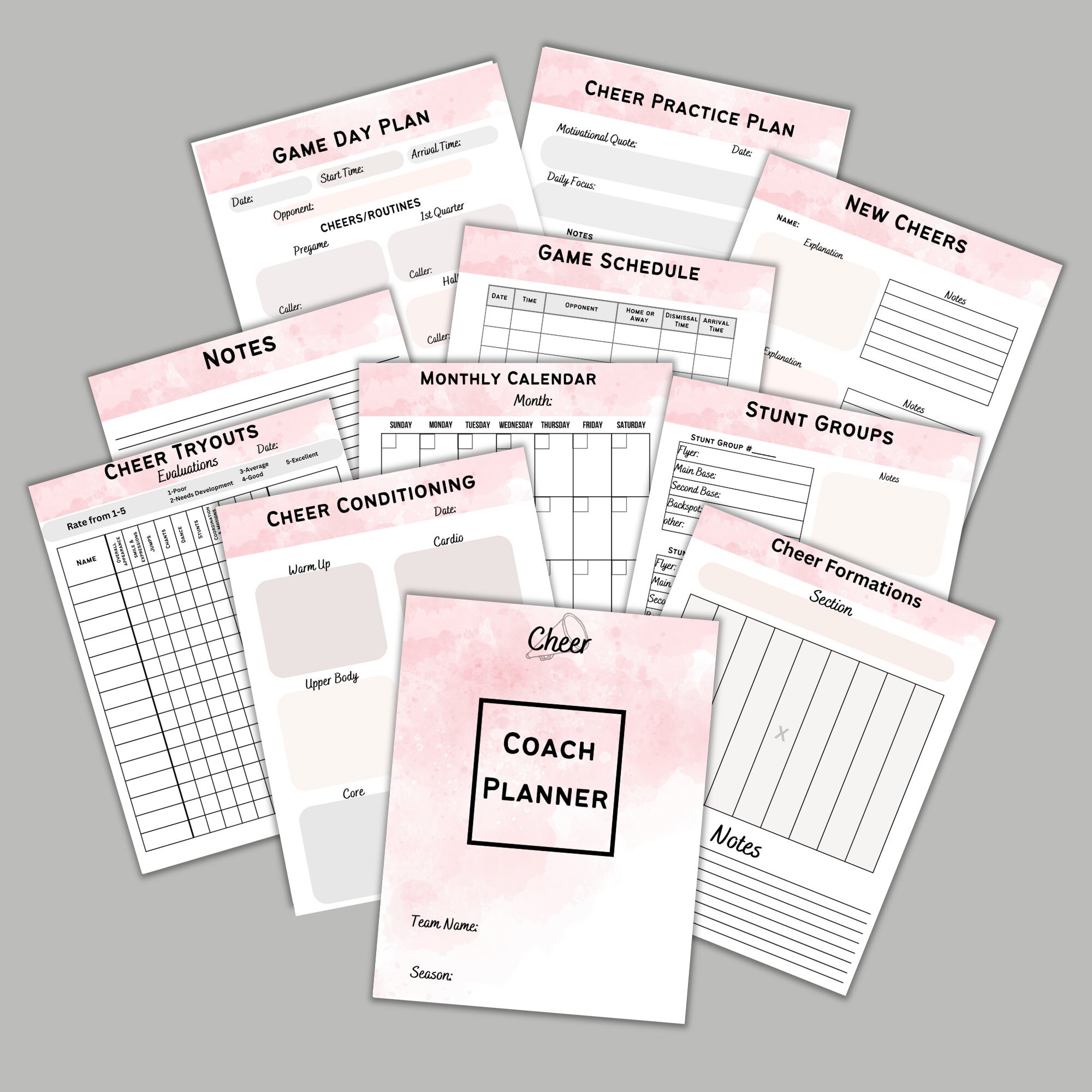 Cheer Coach Planner, Printable Cheer Planner, Cheer Season Planner ...