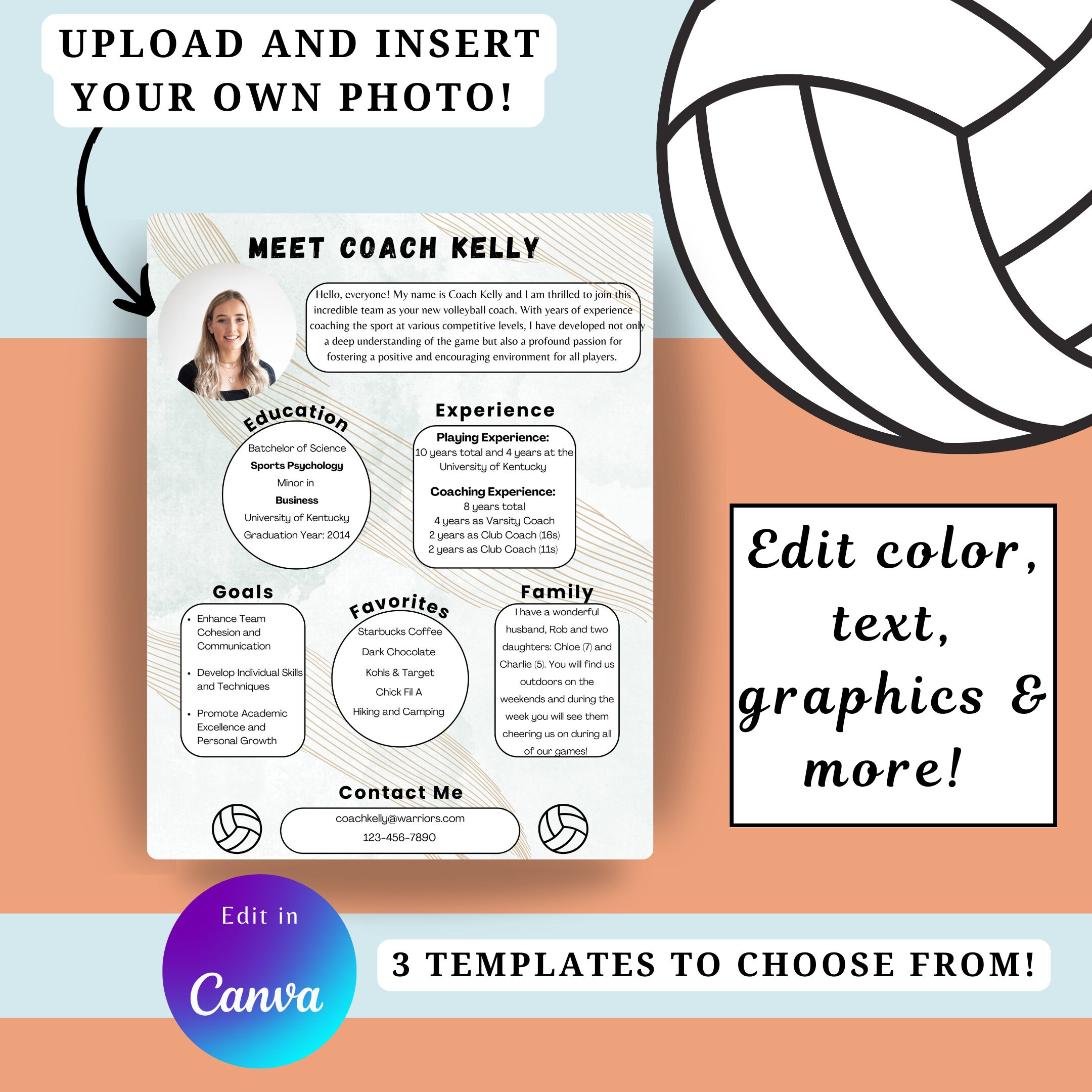 Meet the Volleyball Coach, Editable Meet the Coach Template, Volleyball ...