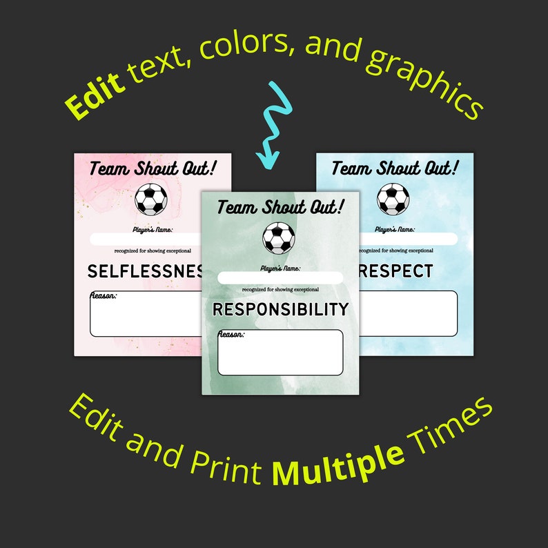 Editable Soccer Team Shout Outs, Soccer Team Awards, Soccer ...