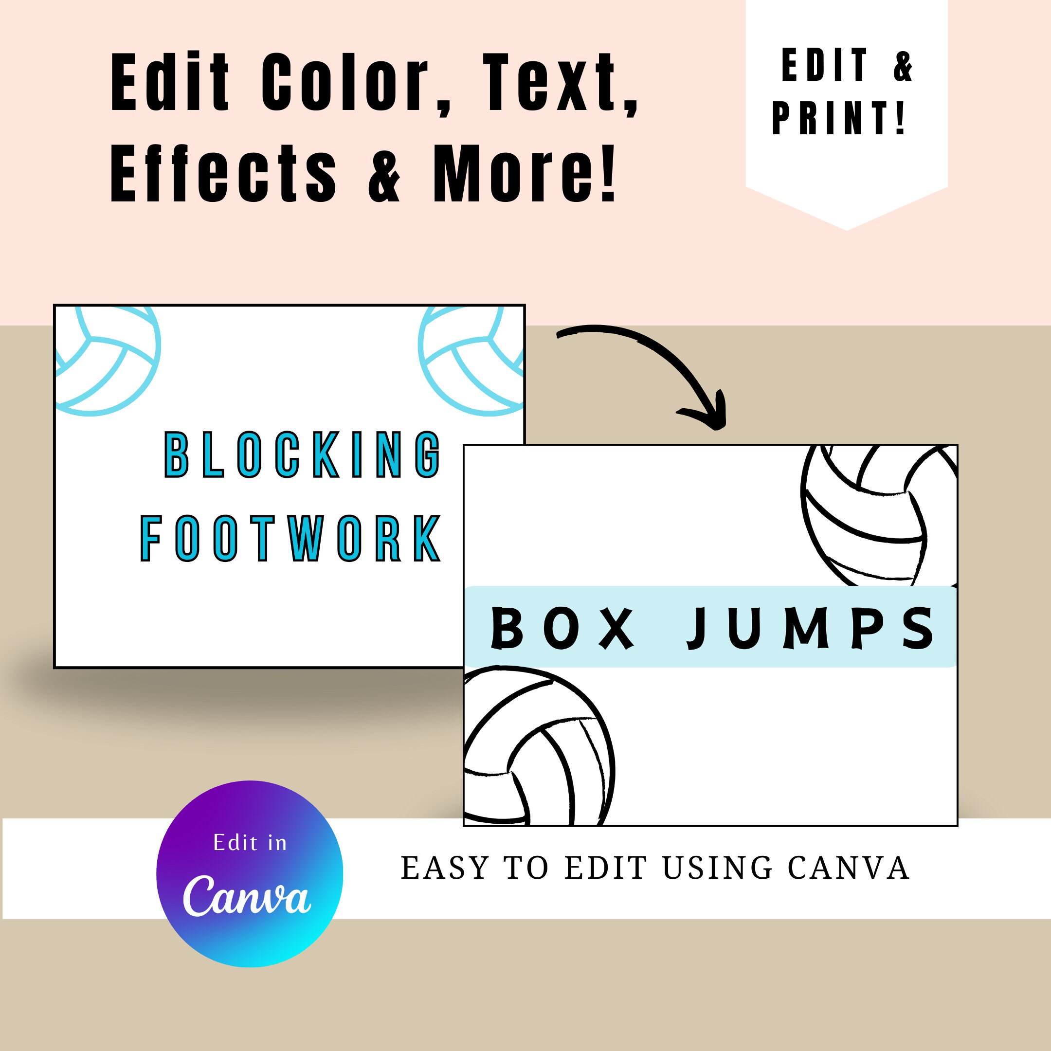 Editable Volleyball Team Workout, Volleyball Circuit, Editable ...