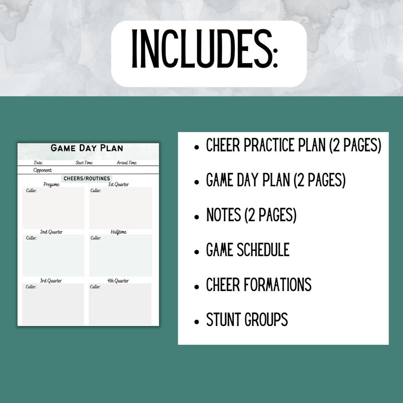 PDF Cheer Practice Planner, Cheer Game Day Planner, Cheer Coach Planner ...