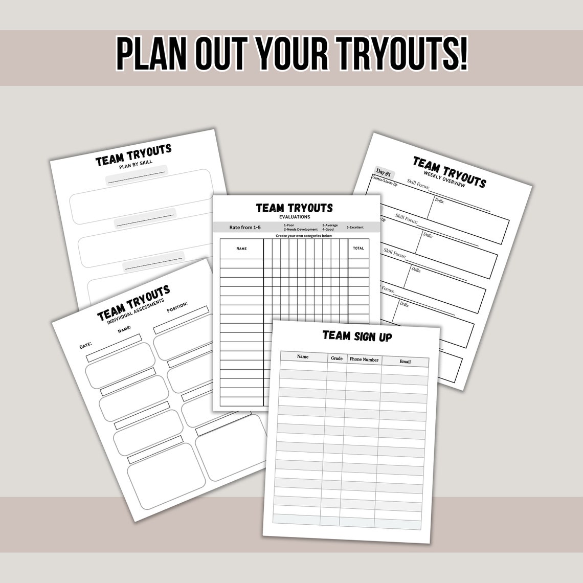 PDF Football Coach Planner, Printable Football Planner, Football Season ...