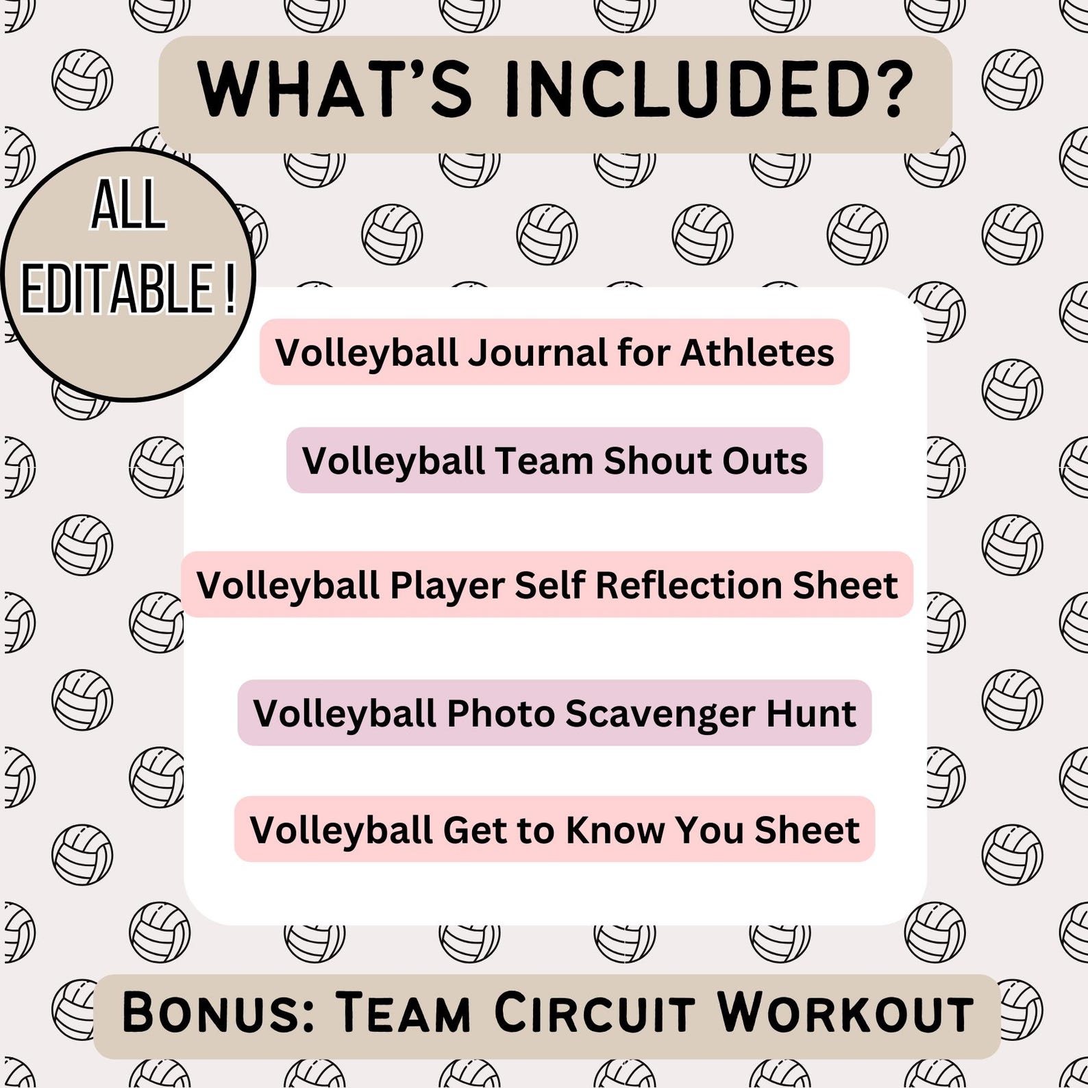 Volleyball Team Activity Bundle, Editable Team Activities, Volleyball ...