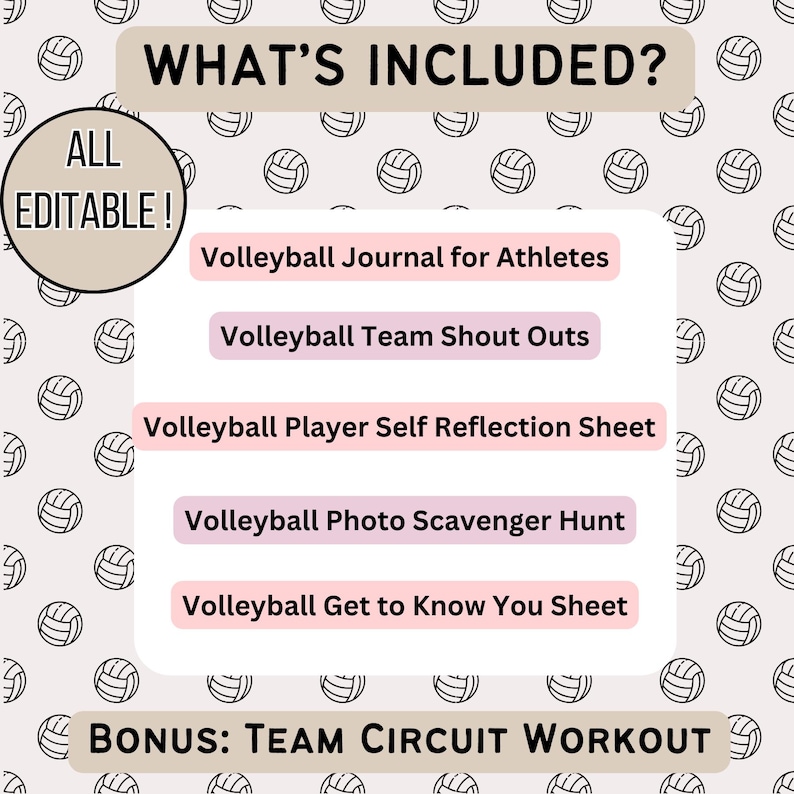 Volleyball Team Activity Bundle, Editable Team Activities, Volleyball ...