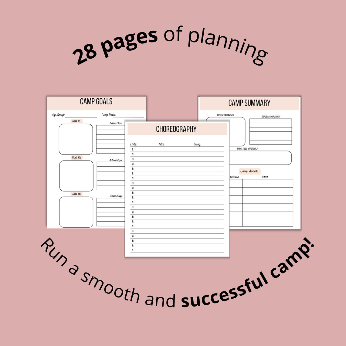 Cheer Camp Planner, Cheer Coach Planner, Cheer Camp Planner for Coaches ...
