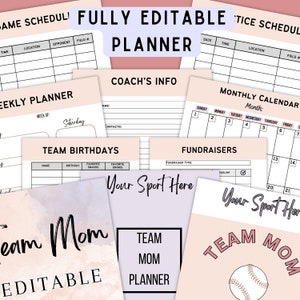 Editable Team Mom Planner, Team Mom Planner, Personalized Team Mom ...