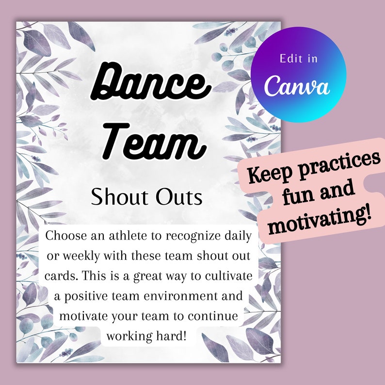 Editable Dance Team Shout Outs, Dance Team Awards, Editable Dance ...
