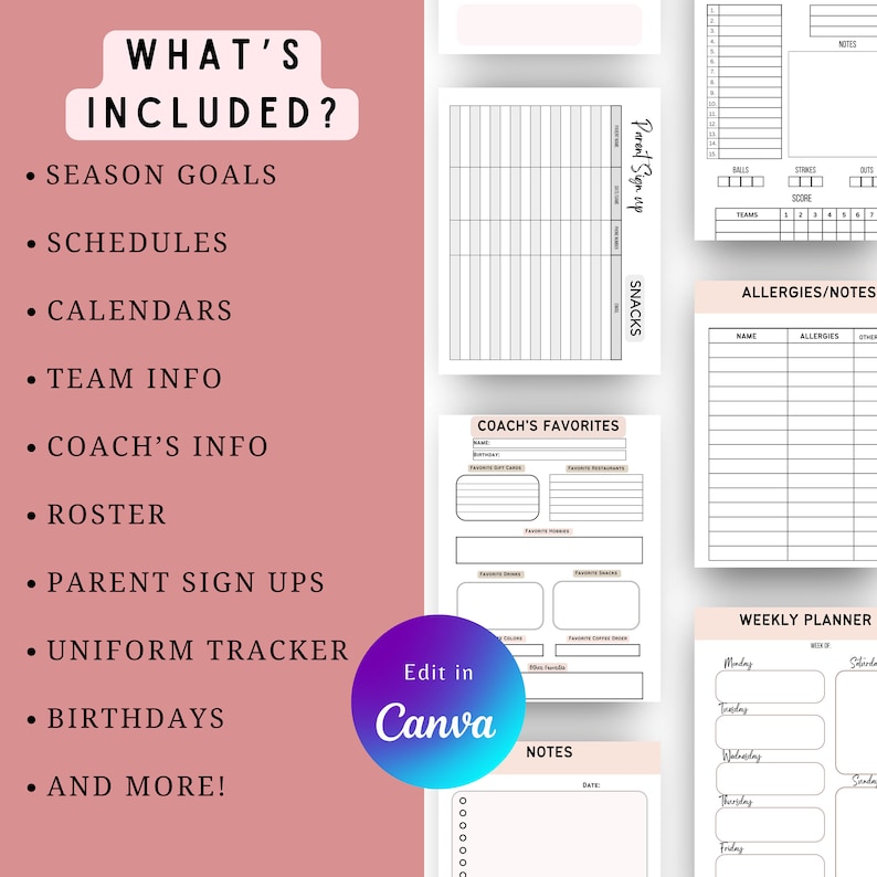 Editable Team Mom Planner, Team Mom Planner, Personalized Team Mom ...