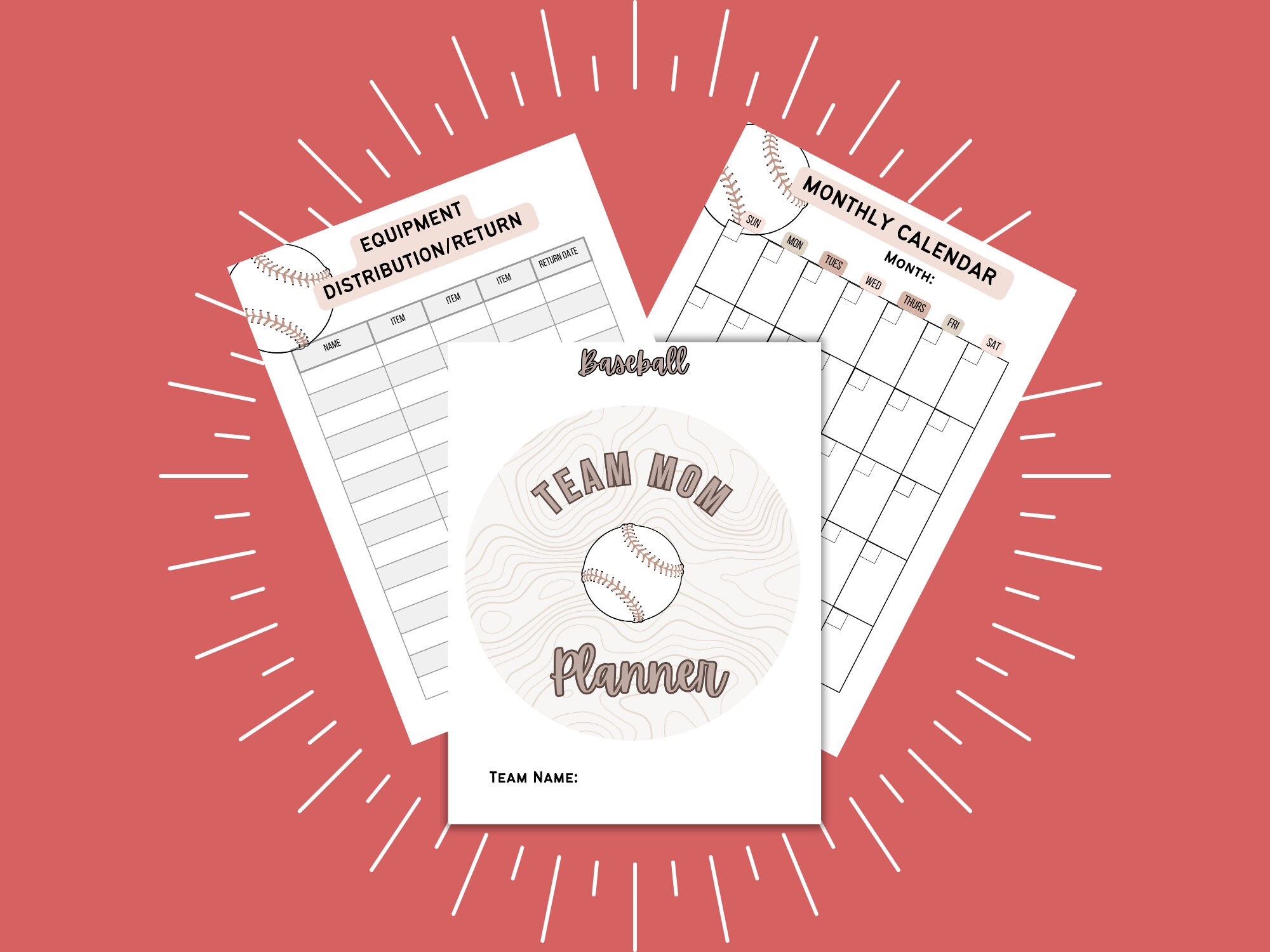 PDF Baseball Team Mom Planner, Baseball Mom Planner, Team Mom Planner ...