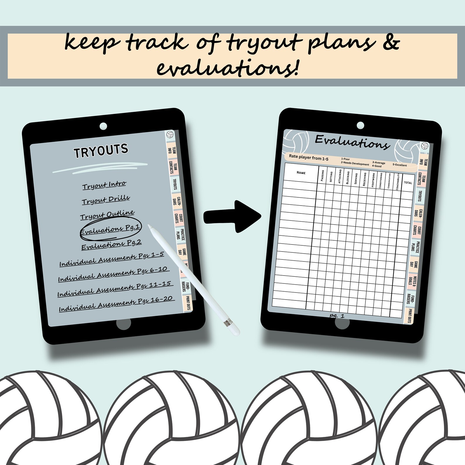 Digital Volleyball Coach Planner, Volleyball Coach Planner, Volleyball ...