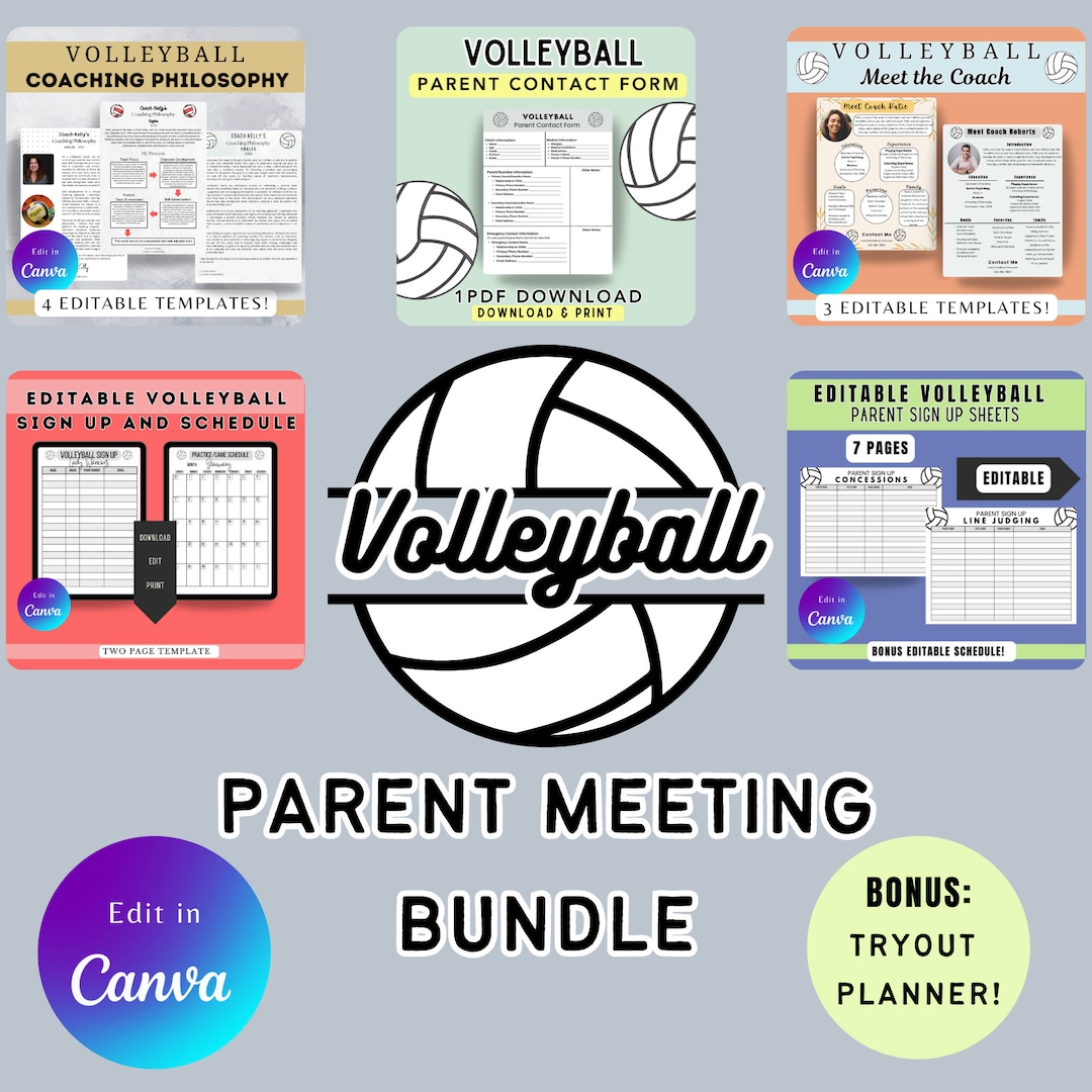 Volleyball Parent Meeting Bundle for Coaches, Parent Meeting Forms ...