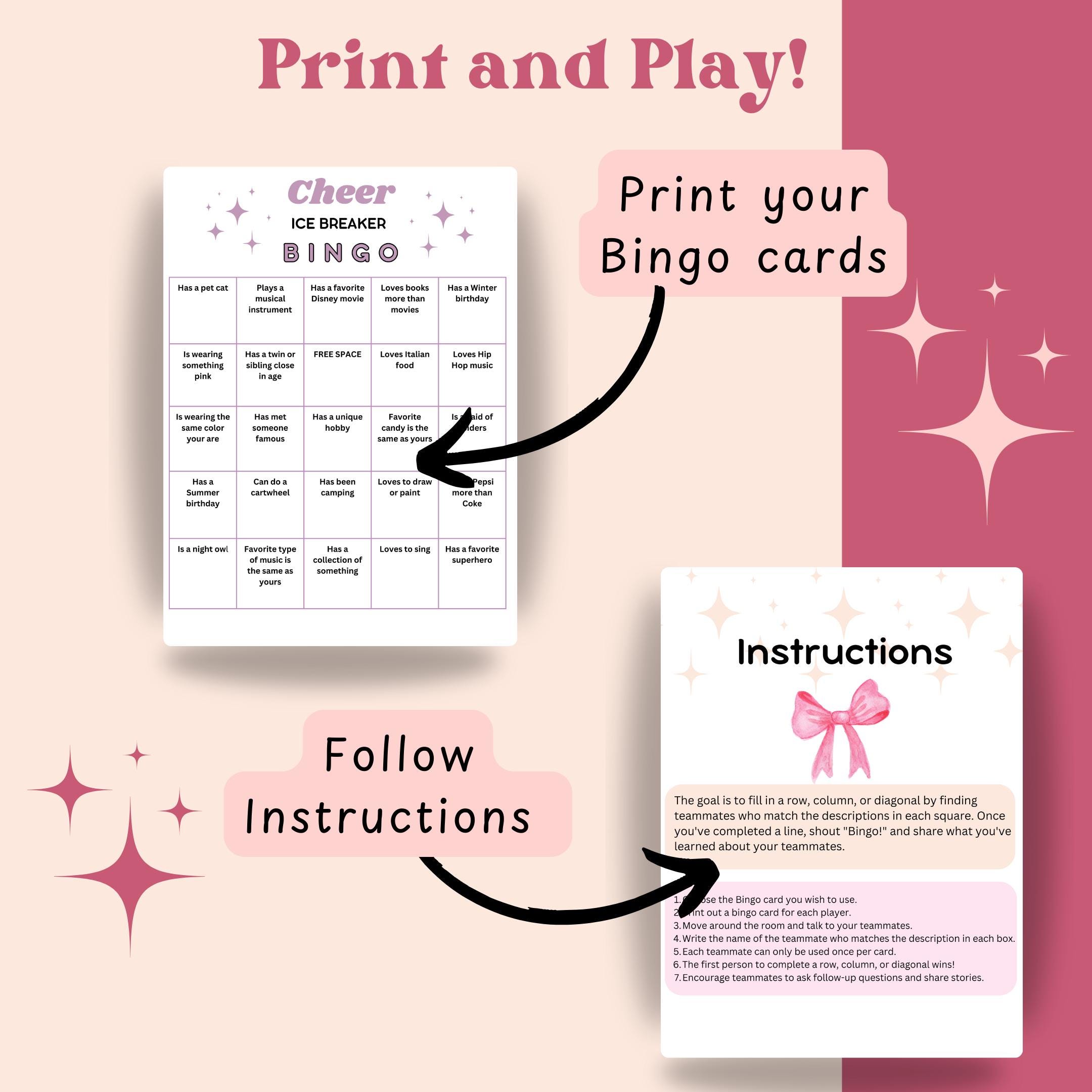 Cheer Ice Breaker Game, Cheer Get to Know You, Ice Breaker Bingo ...