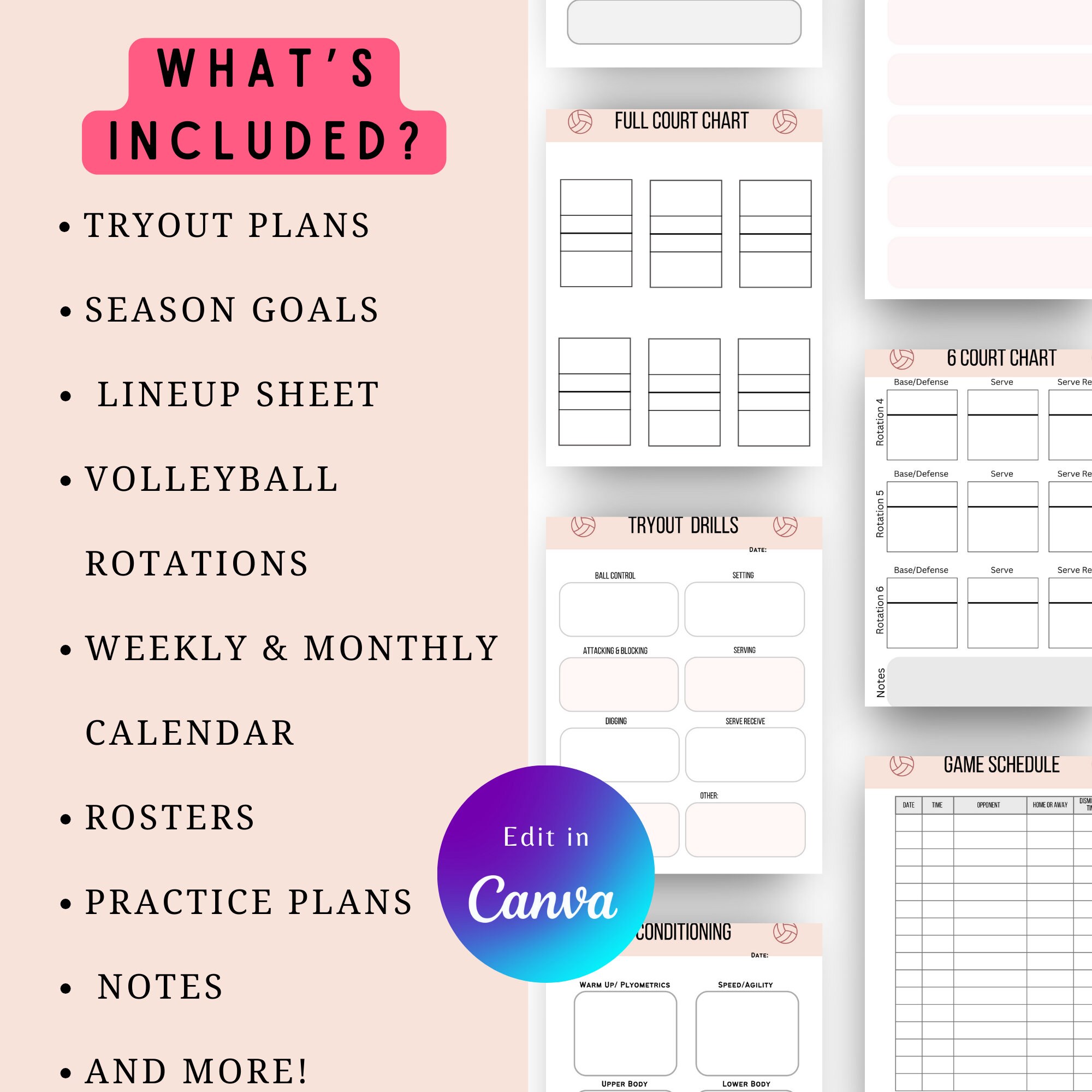 Editable Volleyball Planner, Volleyball Coach Planner, Editable ...