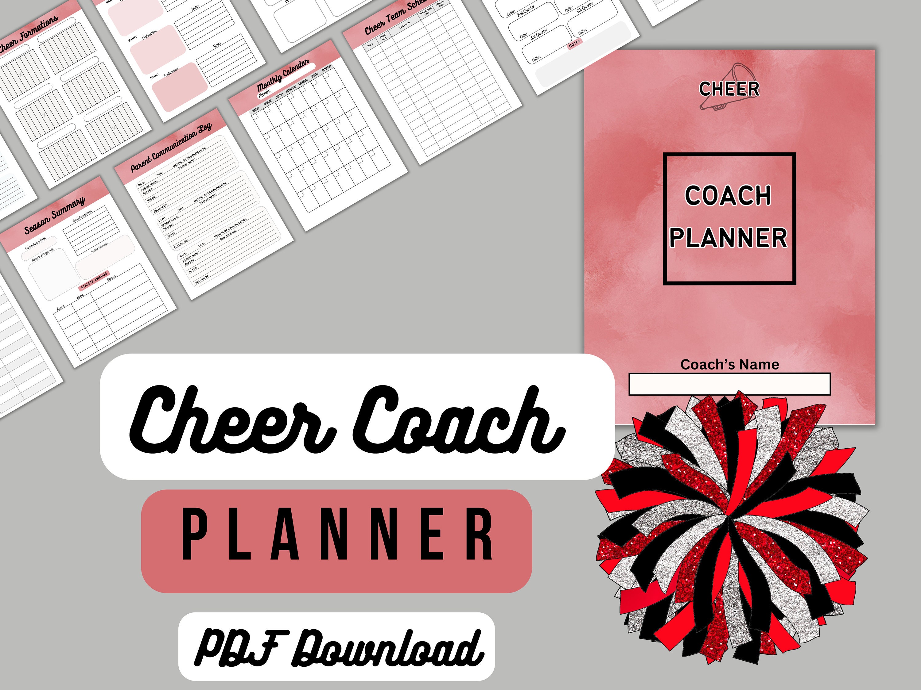 Cheer Coach Planner, Printable Cheer Planner, Cheer Season Planner ...