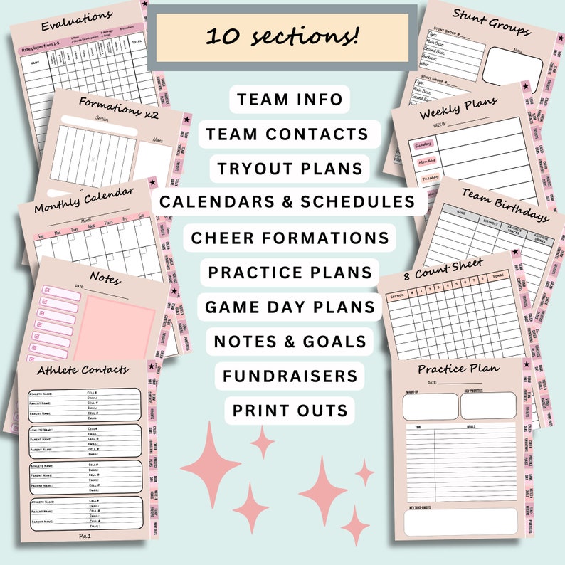 Digital Cheer Coach Planner, Hyperlinked Cheer Planner, iPad Cheer ...