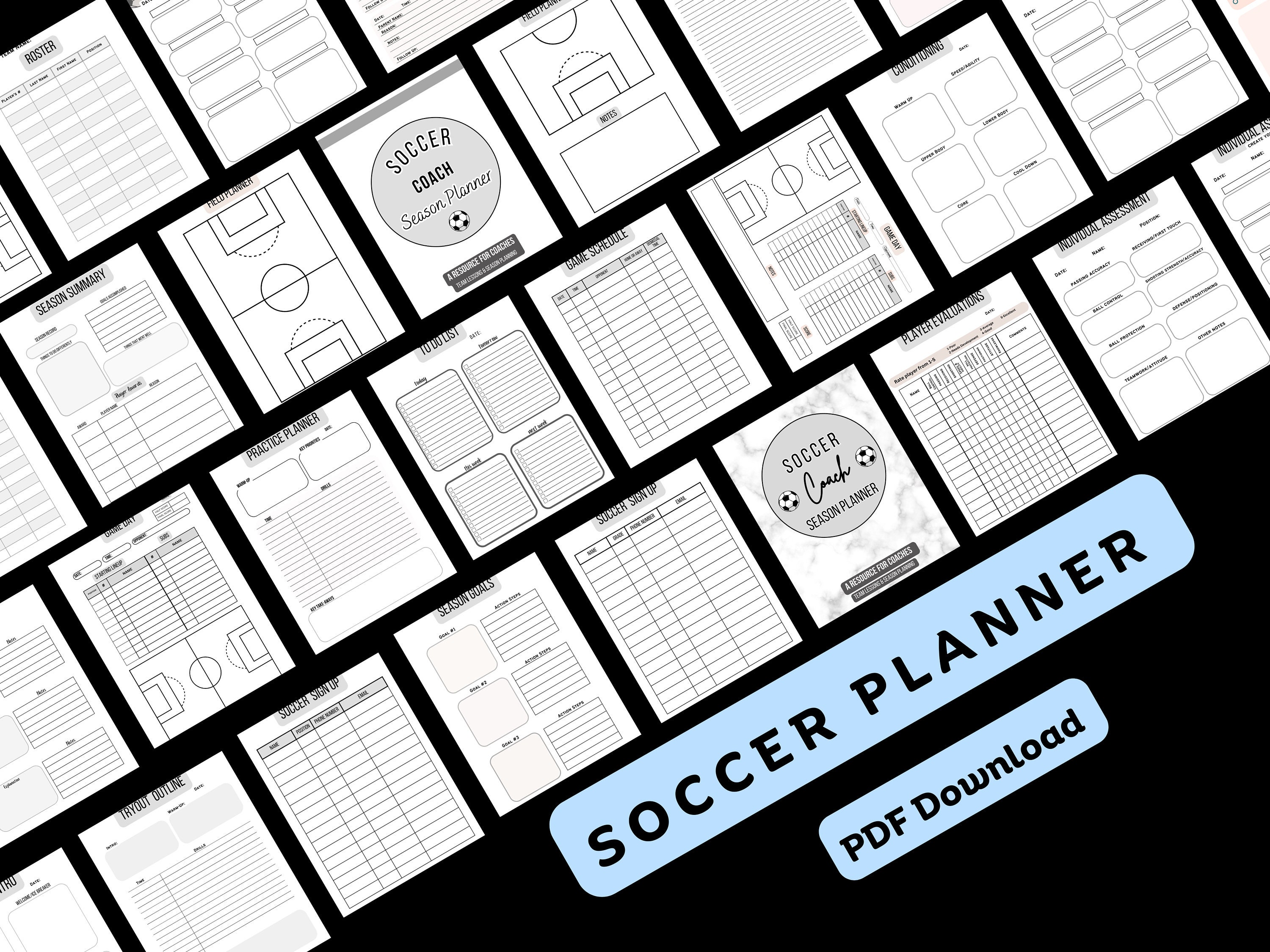 Soccer Coach Planner, Soccer Season Planner, Soccer Planner, Soccer ...
