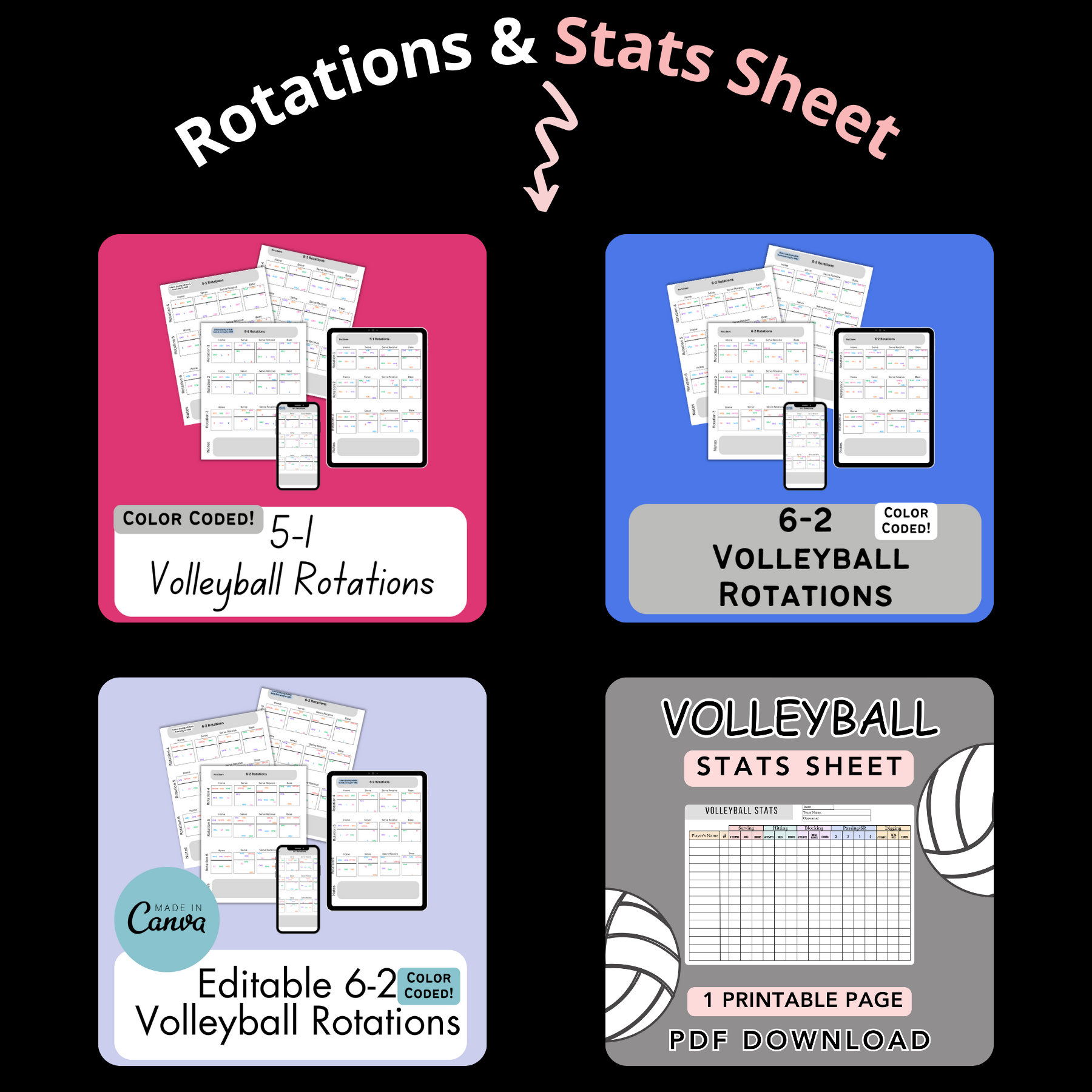 Volleyball Coach Bundle, Volleyball Coach Planners, Volleyball Editable ...