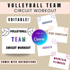 Editable Volleyball Team Workout, Volleyball Circuit, Editable ...