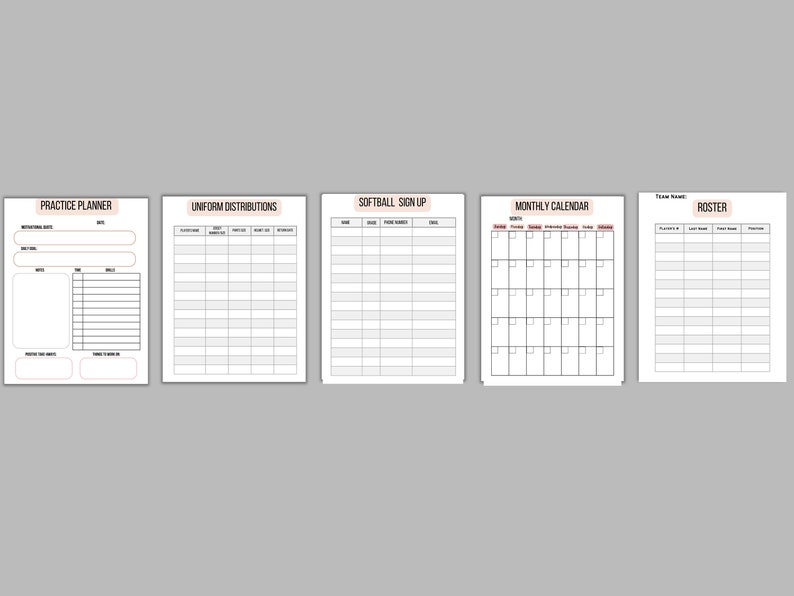 Softball Coach Planner, Softball Season Planner, Printable Planner ...