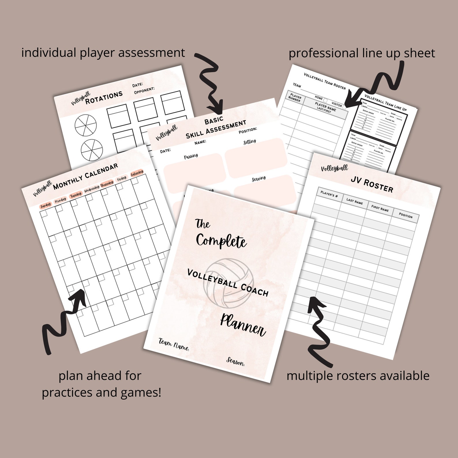 Volleyball Coach Printable Planner, Binder, Game Day, Volleyball ...