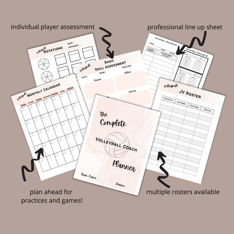 Volleyball Coach Printable Planner, Binder, Game Day, Volleyball ...