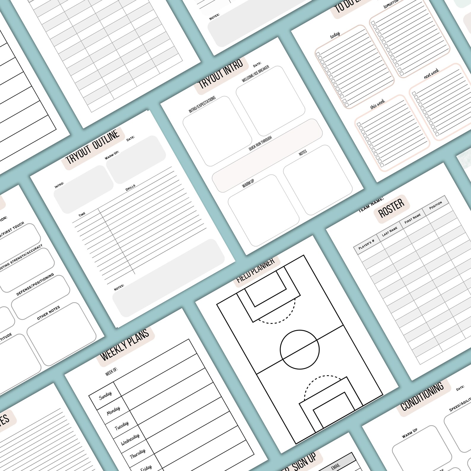 Soccer Tryout Planner, Soccer Coach Planner, Soccer Printable Planner ...