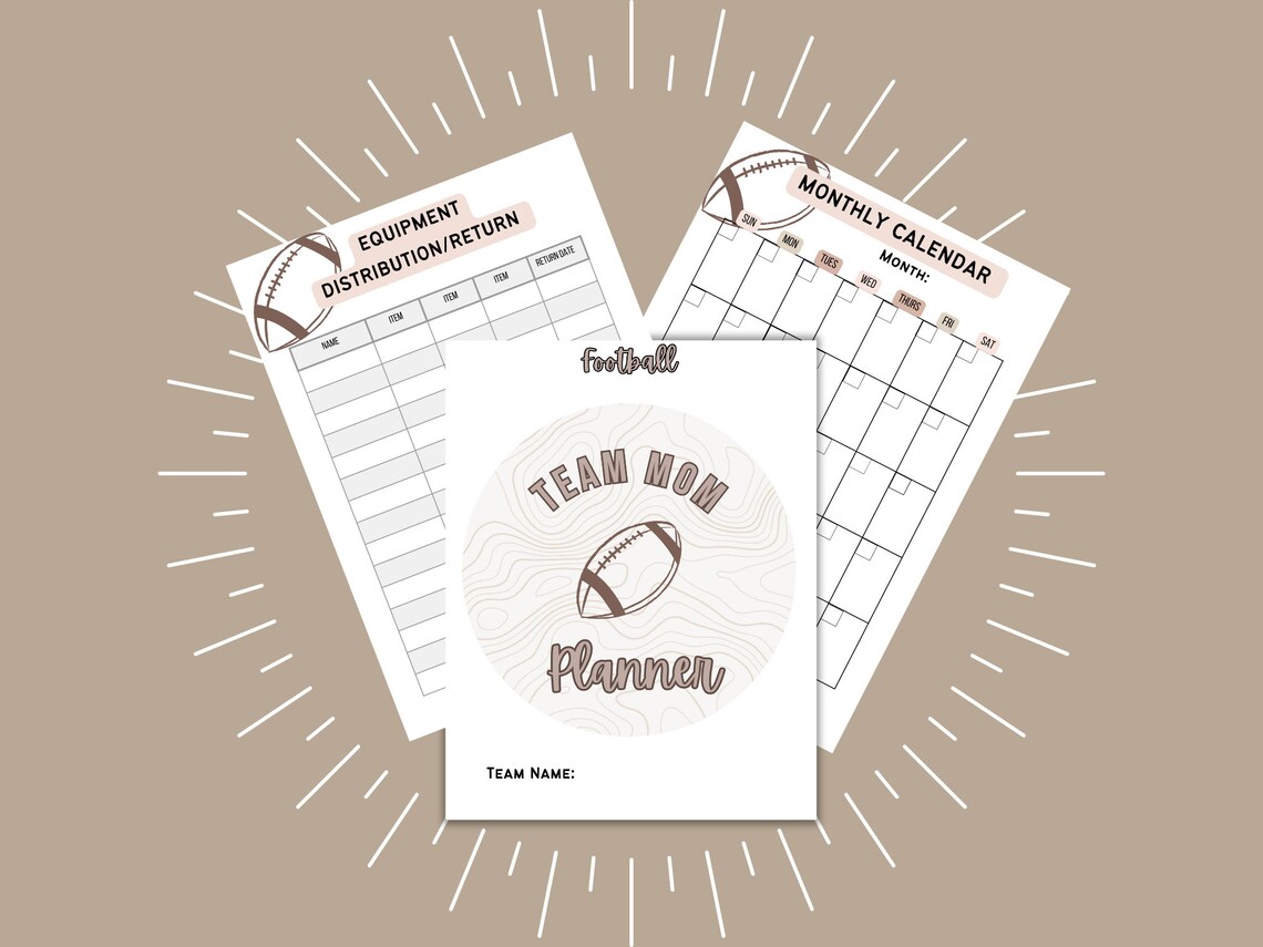 PDF Football Mom Planner, Football Team Mom Planner, Football Binder ...