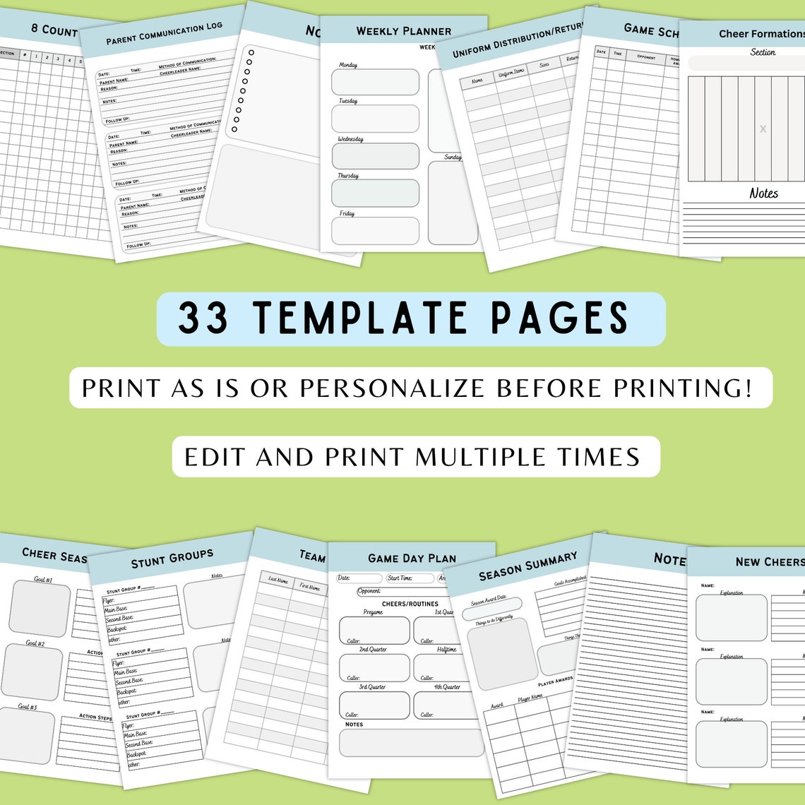 Editable Cheer Planner, Digital Cheer Planner, Cheer Coach Planner ...