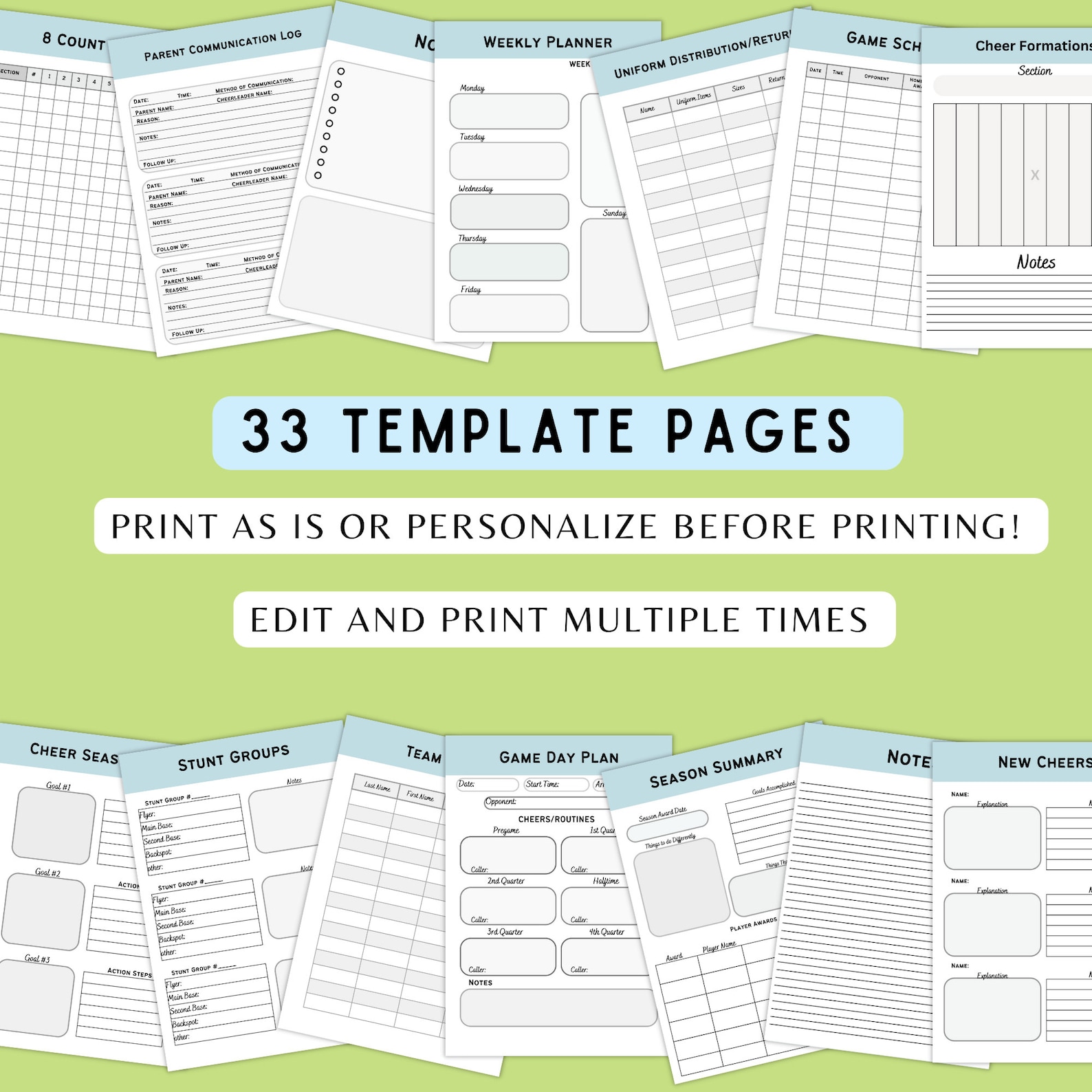 Editable Cheer Planner, Digital Cheer Planner, Cheer Coach Planner ...