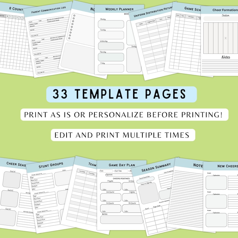 Editable Cheer Planner, Digital Cheer Planner, Cheer Coach Planner ...