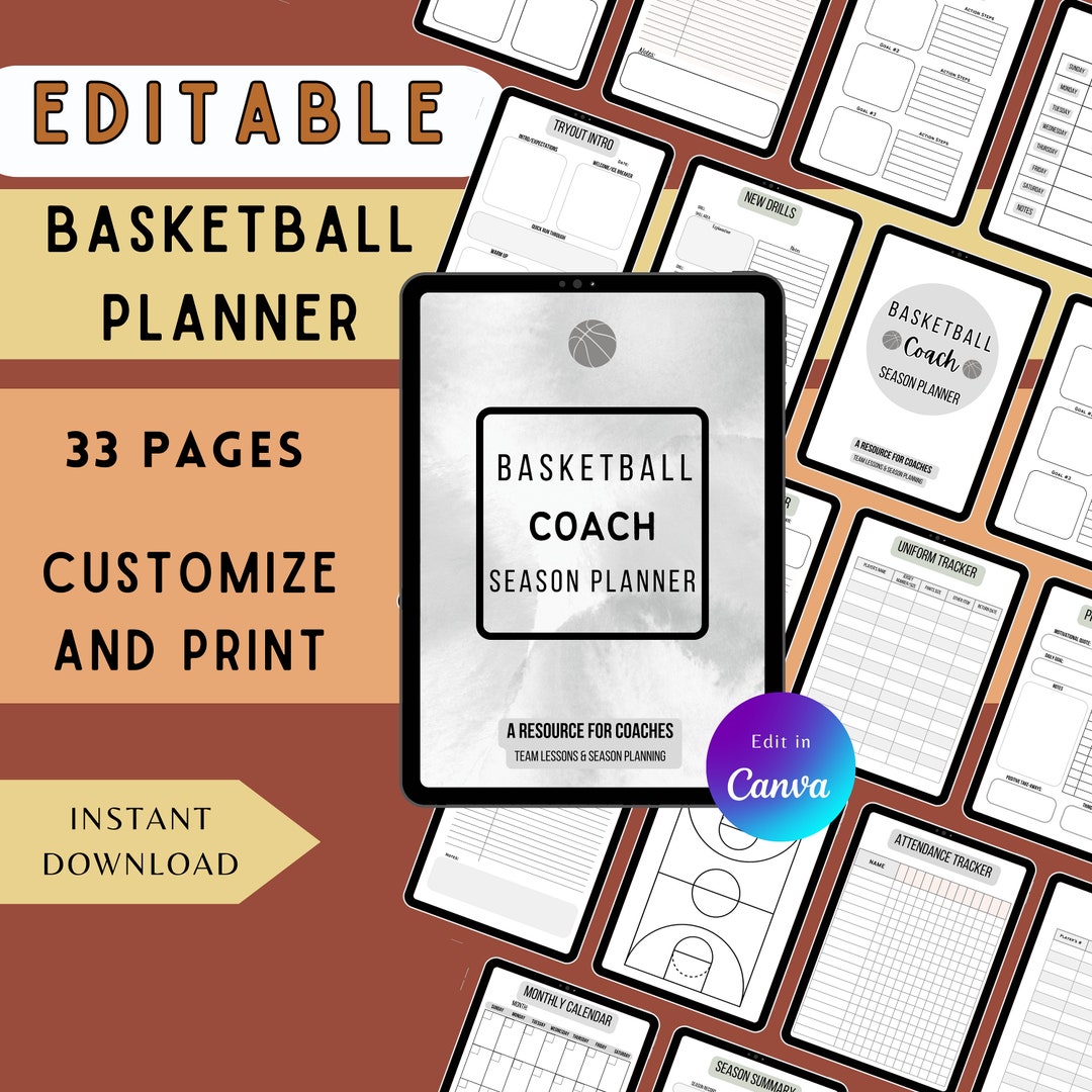 Editable Basketball Planner, Basketball Coach Planner, Editable ...