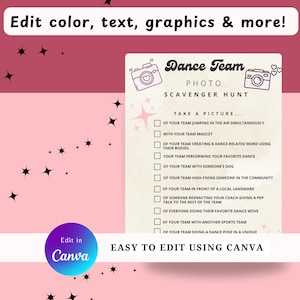 Dance Team Scavenger Hunt, Dance Photo Scavenger Hunt, Dance Team Photo ...