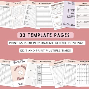 Editable Team Mom Planner, Team Mom Planner, Personalized Team Mom ...