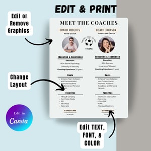 Meet the Coach, Meet the Coaches, Editable Meet the Coach Templates ...